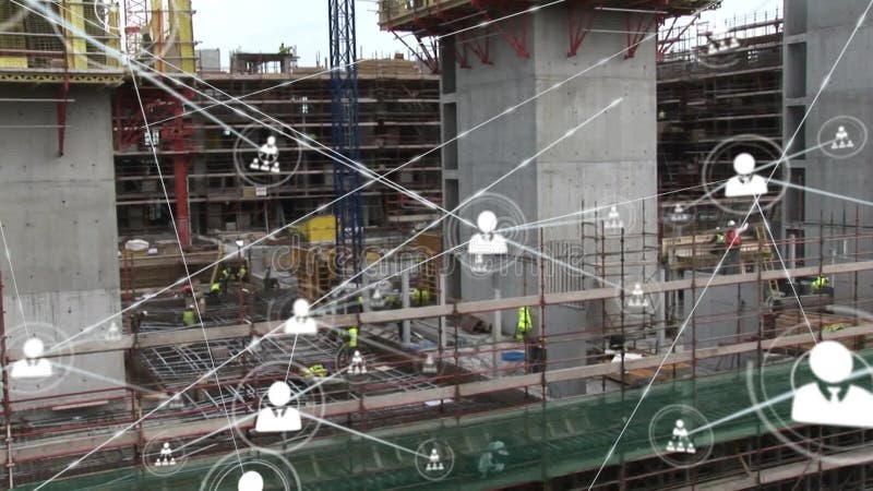 Concrete Support Column Standing with Scaffolding Connecting Network ...