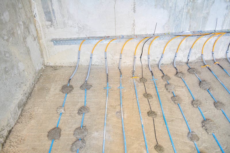 Concrete Surface with Cable for Warm Floor, Under Construction Stock ...
