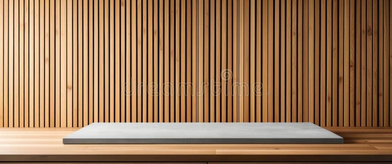 Concrete Tabletop on Wooden Wall Panels Background for Product ...
