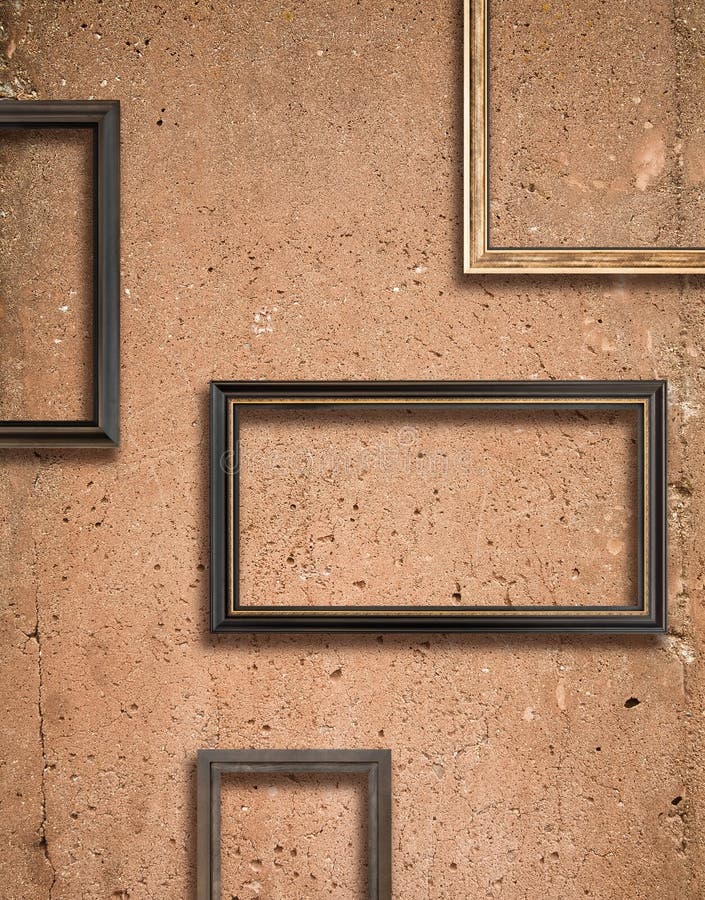 Concrete Texture and Wooden Frames Stock Photo - Image of gray, canvas ...