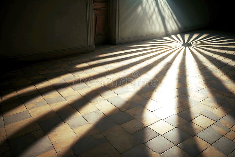 Concrete Tile Floor with Sette Rays of Sunshine and Shade Stock ...
