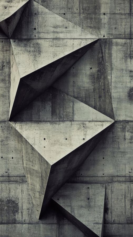 Concrete Triangles Protrude from Wall, Modern Architecture with ...