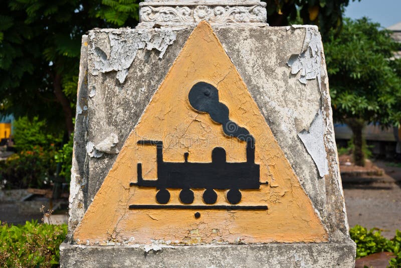Concrete Triangular Train Symbol Stock Image - Image of injure, road ...