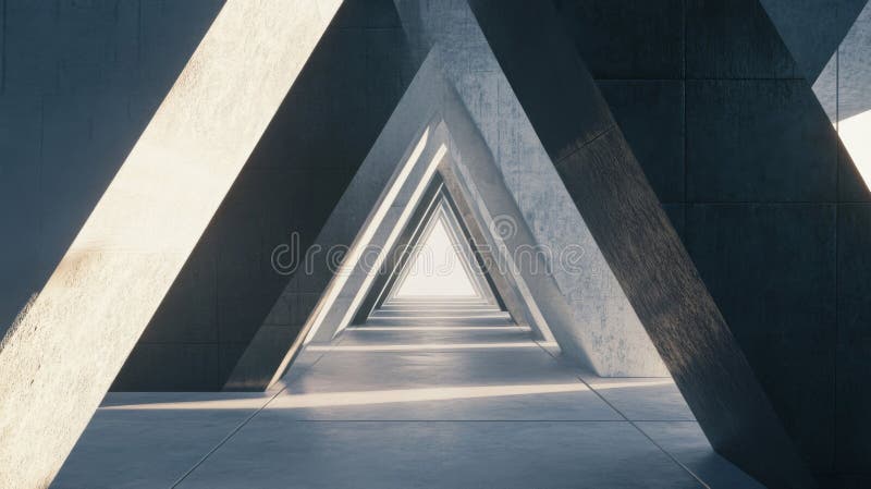 Concrete Triangular Tunnel Leading To Bright Light Stock Illustration ...