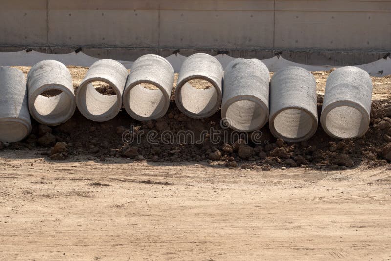 Concrete Tube for Construction in the Nature Background Stock Image ...