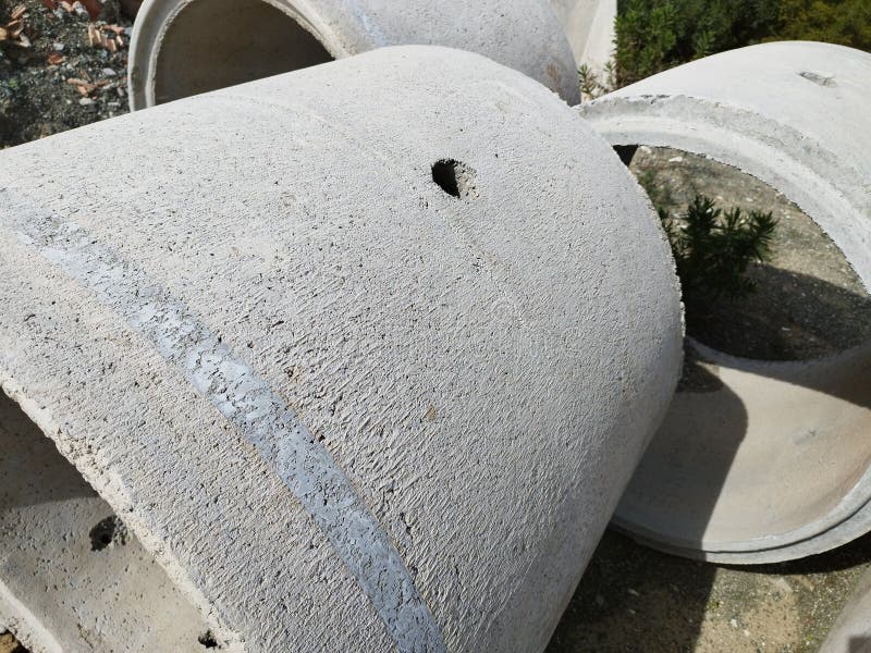 Concrete Tube on a Construction Site Stock Photo - Image of asphalt ...