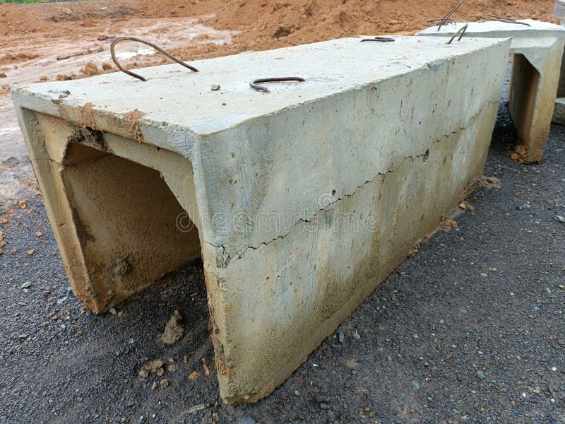 Concrete U-Ditch on Construction Site Stock Image - Image of ...