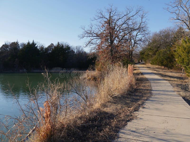 Walkway on the Shores of Lake Murray, Oklahoma Stock Photo - Image of ...