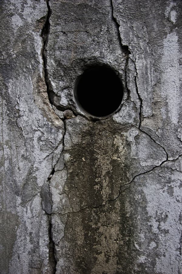 Concrete Wall with an Aperture Stock Image - Image of destroyed, wall ...