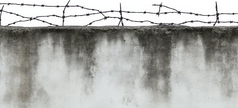 Concrete Wall with Barbed Wire on Top, Security and Protection Concept ...