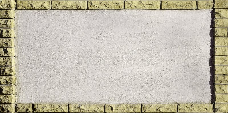 Concrete Wall with Brick Frame Stock Image - Image of horizontal ...