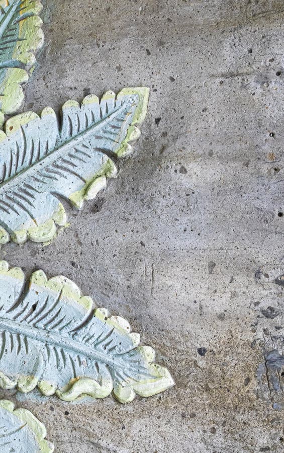 Concrete Wall with Carved Leaf Design Texture Stock Photo - Image of ...