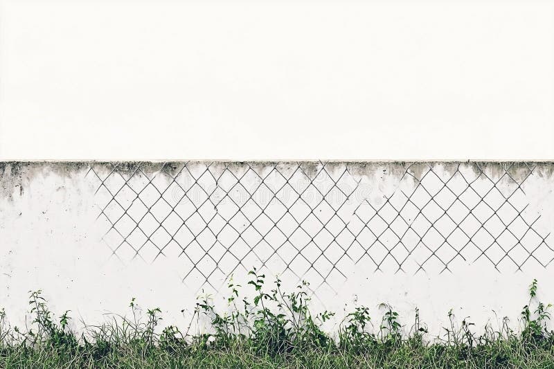 Concrete Wall with Chain-link Fence and Green Grass Creating an ...