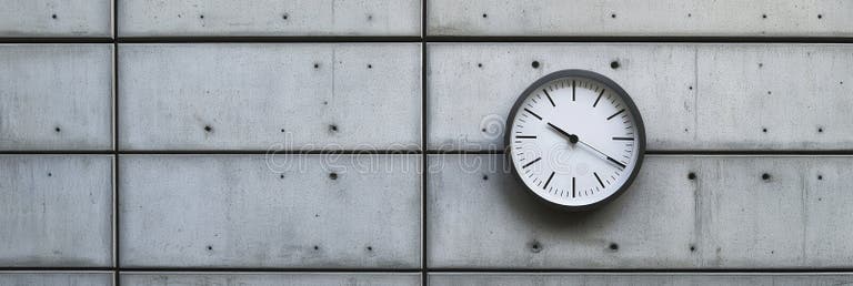 Concrete Wall with Clock Showing the Current Time Stock Illustration ...