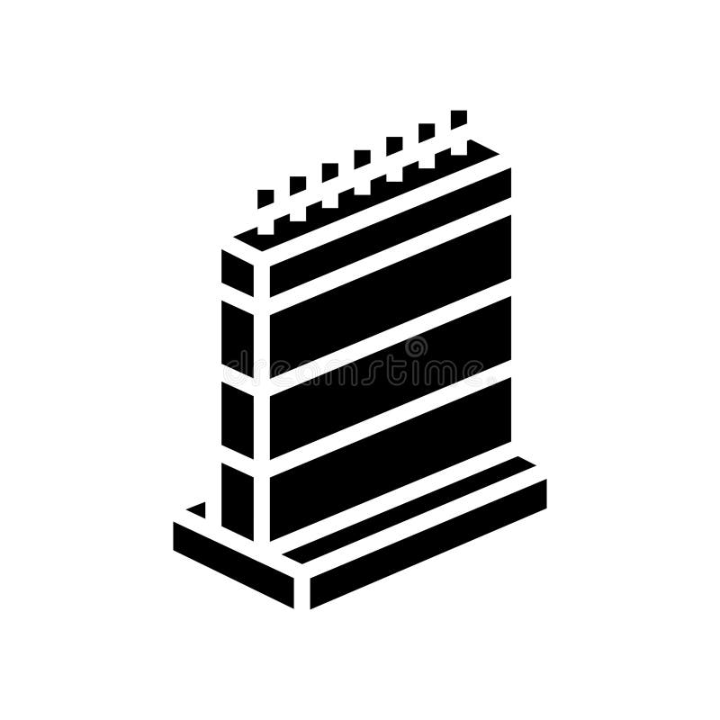 Concrete Wall Construction Cement Glyph Icon Vector Illustration Stock ...