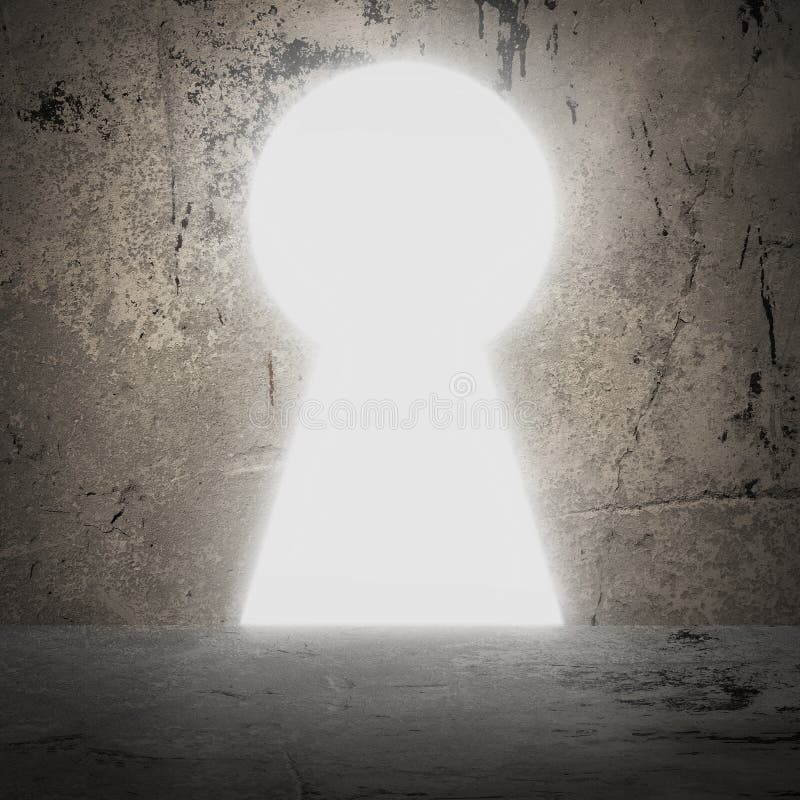 In Concrete Wall Doorway As Keyhole. Bright Light Stock Photo - Image ...