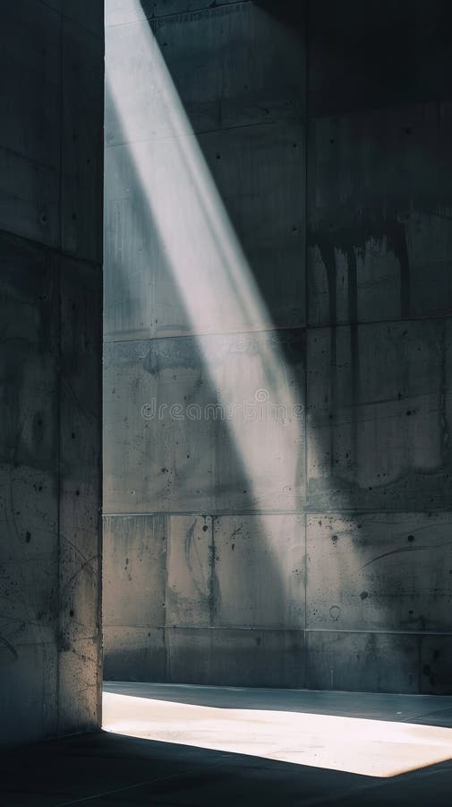 Concrete Wall with Dramatic Sunlight through an Opening Stock Photo ...