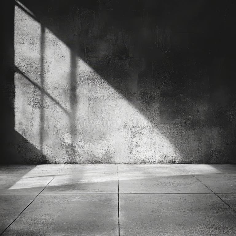 Concrete Wall and Floor with Shadow in the Room. Vector Illustration ...