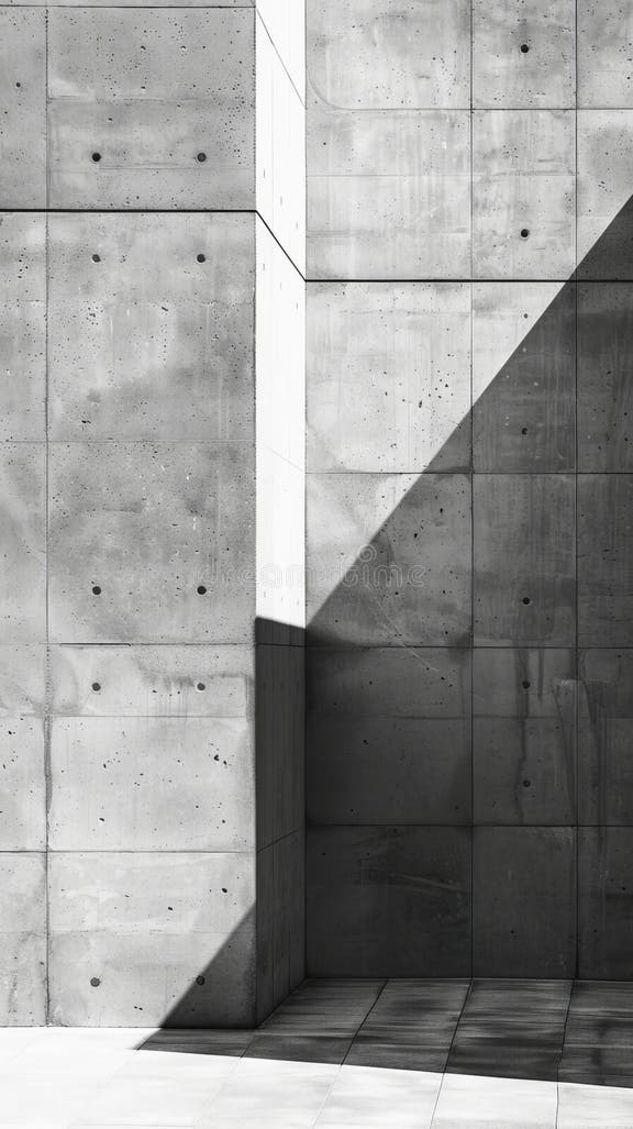 Concrete Wall with Geometric Shadow Patterns, Minimalist Architecture ...