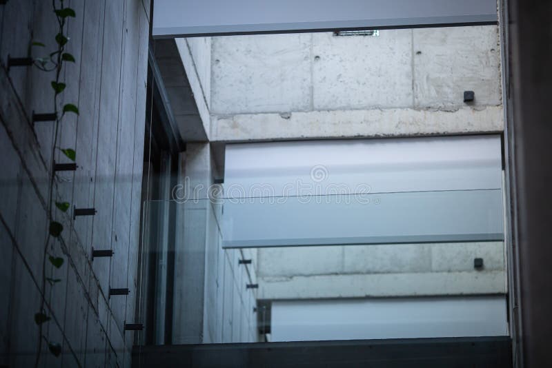 Concrete Wall with Glass Inserts As a Balustrade and Decorative Element ...