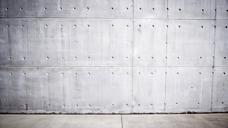 A Concrete Wall with Holes in it and a Concrete Floor, in a Monochrome ...