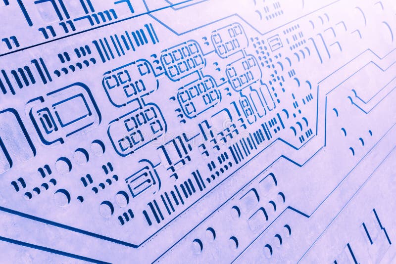 Concrete Wall with a Motherboard Pattern. Stock Photo - Image of board ...