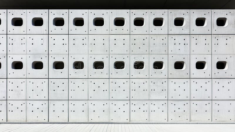 Concrete Wall, Patterned Facade, City Building, Sunlight, Architectural ...