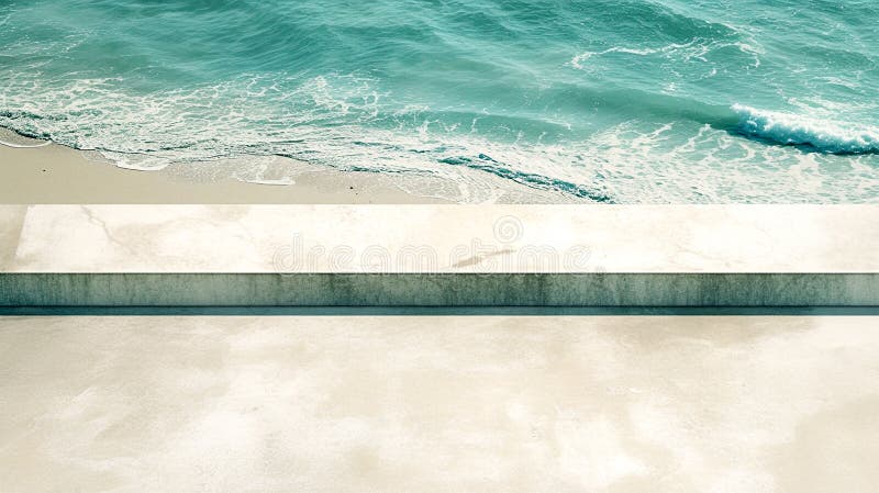 Concrete Wall and Ocean Waves Stock Illustration - Illustration of ...