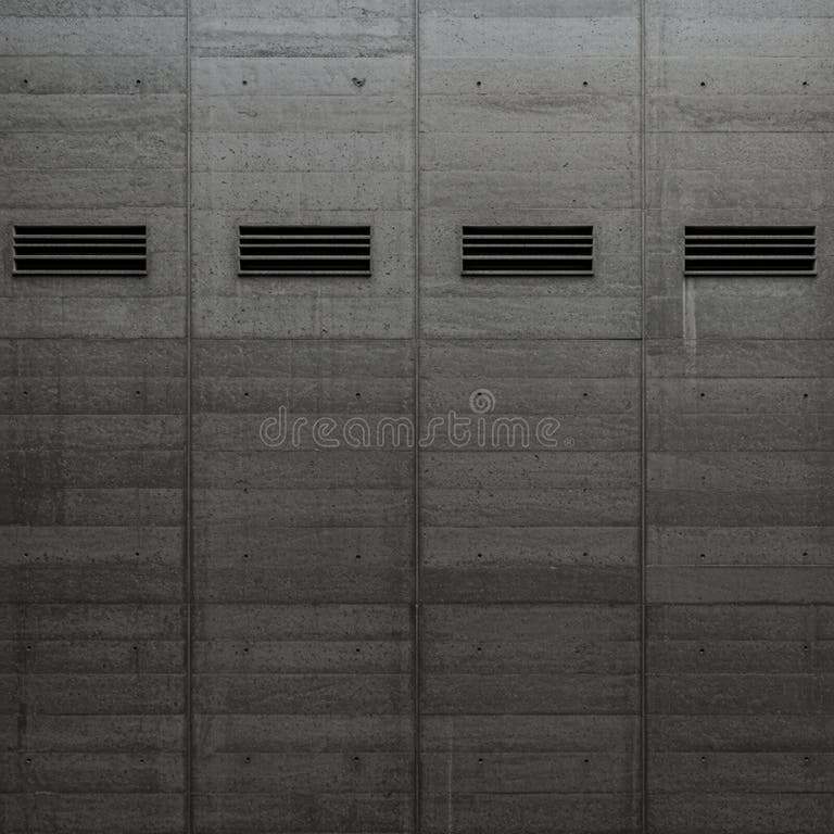Concrete Wall with a Series of Vertical Panels, Featuring Four ...