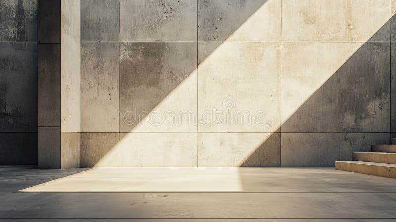 Concrete Wall with Shadow Creating a Geometric Pattern in Noon Sunlight ...