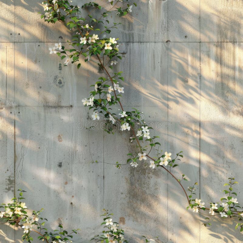 Concrete Wall with Star Jasmine Stock Image - Image of gardening ...