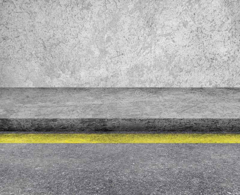 Concrete Walkway or Footpath beside Asphalt Street Road. Stock Photo ...