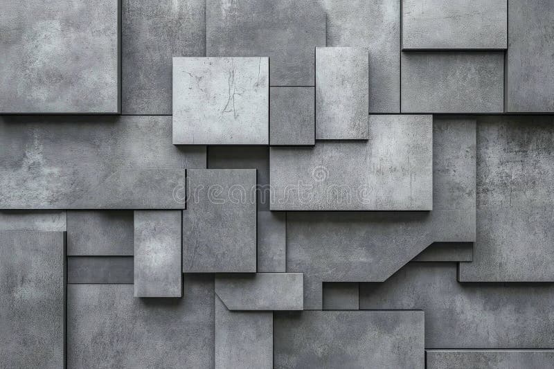 Concrete Wall Texture Pattern with Geometric Blocks Stock Image - Image ...