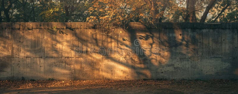 Concrete Wall with Tree Shadows at Sunset Stock Image - Image of ...