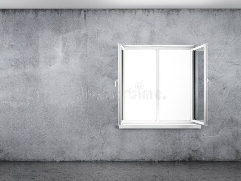 Concrete wall with window stock illustration. Illustration of concrete ...