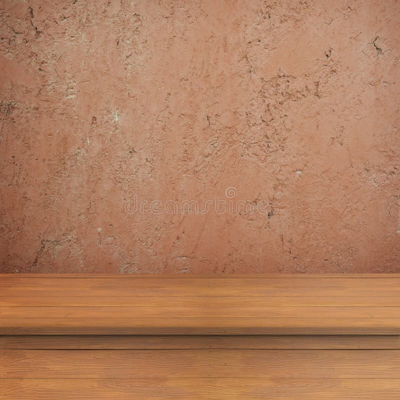 Concrete Walls and Wood Table for Text and Background Stock Image ...