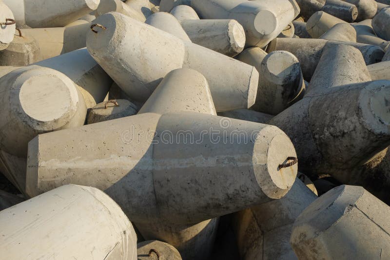 Concrete Wave Breakers on the Beach with Abstract Shapes, Patterns and ...