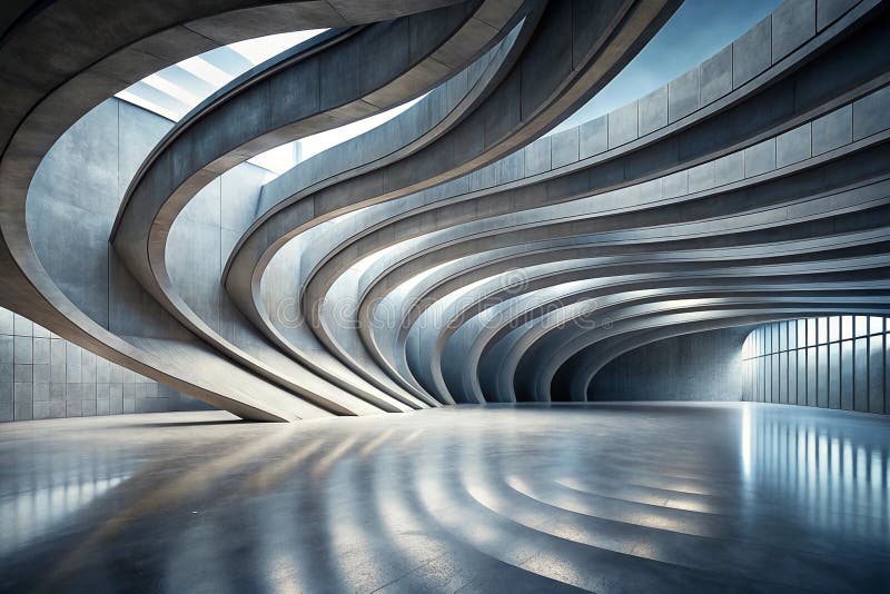 Concrete Waves, Interior Design, Architectural Rendering, Modern ...