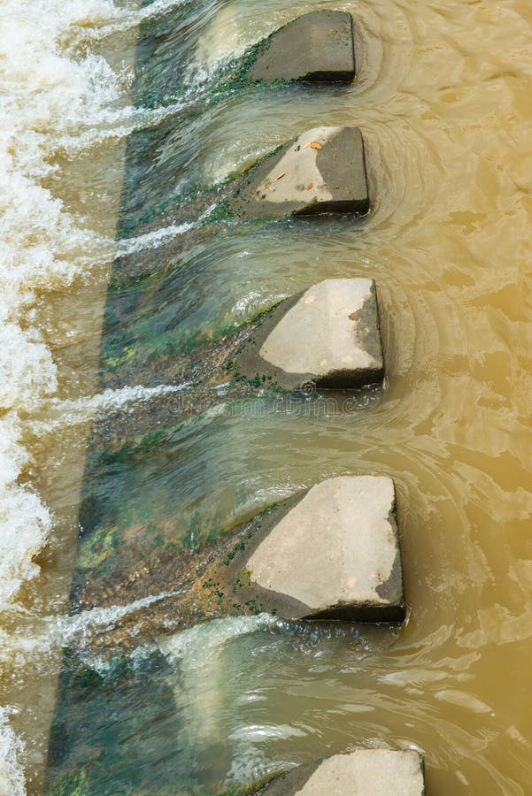 A Concrete Weir Blocks the River To Store Water for Agriculture and ...