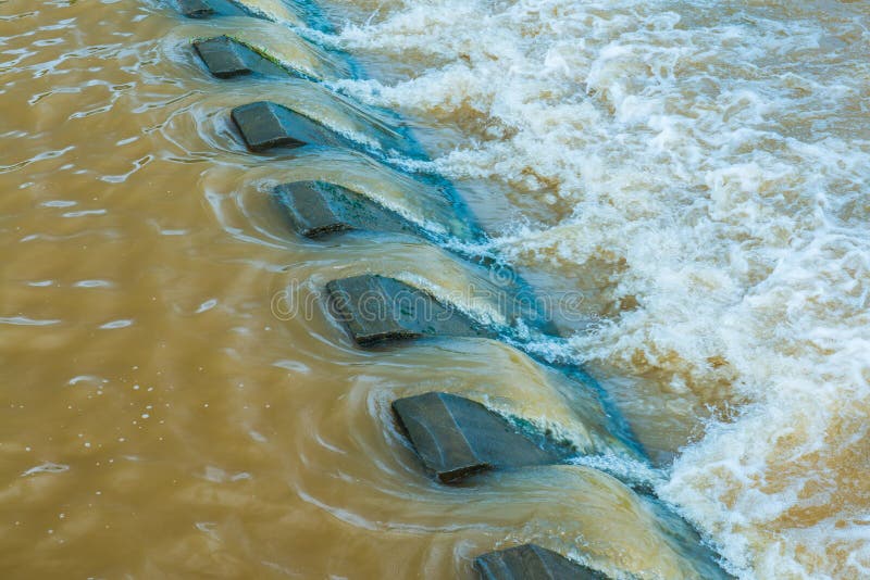 A Concrete Weir Blocks the River To Store Water for Agriculture and ...