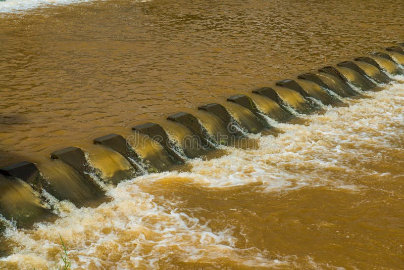 A Concrete Weir Blocks the River To Store Water for Agriculture and ...