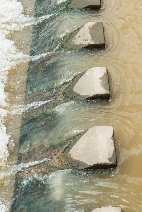 A Concrete Weir Blocks the River To Store Water for Agriculture and ...