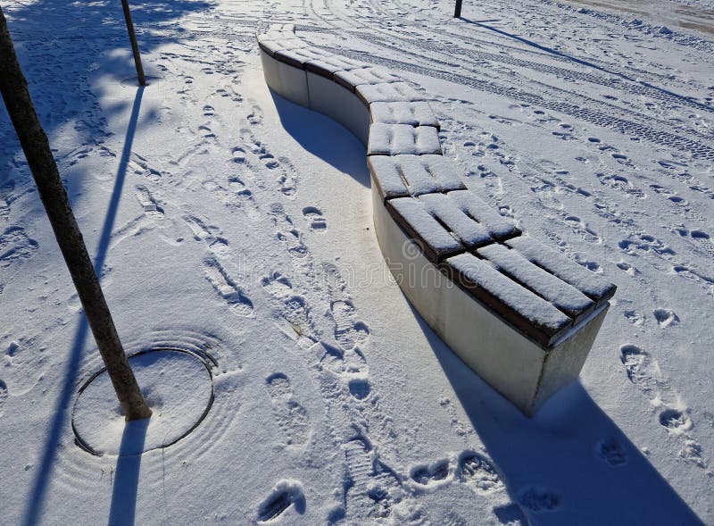 Concrete White Bench Block and Wave Shape in the Park on a Stock Photo ...