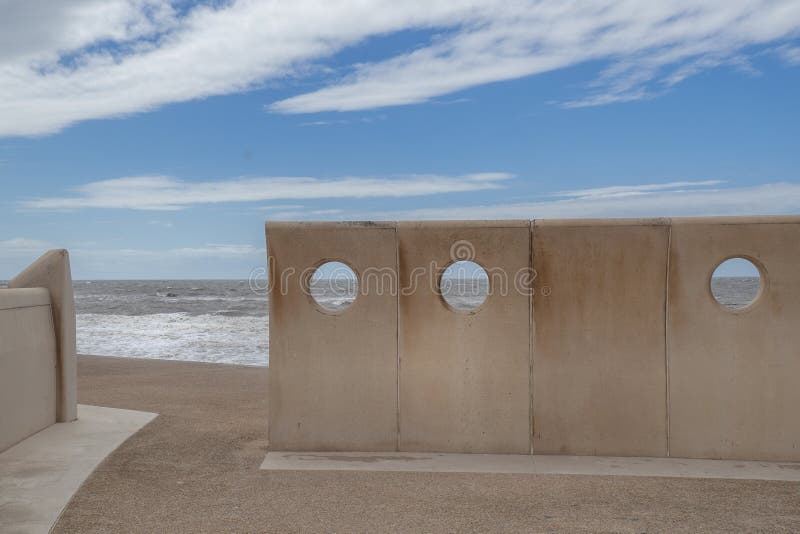 Concrete Windbreak with Holes on the Seafront at Thornton Cleveleys ...