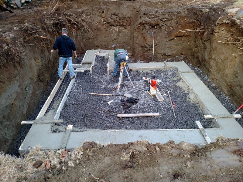 Concrete Work on Foundation Editorial Stock Photo - Image of building ...