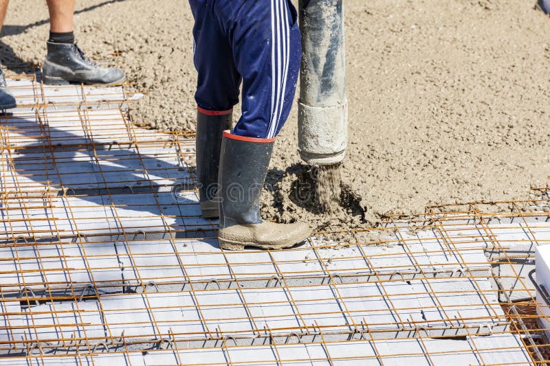 Concrete Worker during His Work Stock Photo - Image of construct, grey ...