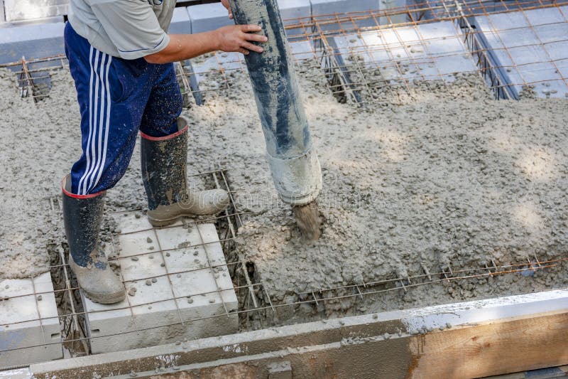 Concrete Worker during His Work Stock Image - Image of construction ...