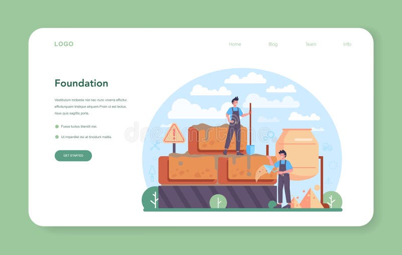 Concrete Worker Mobile Application Banner Set. Professional Builder ...