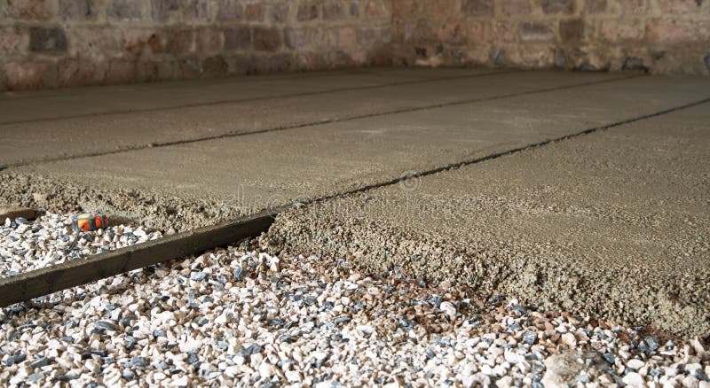 Concrete Works on Construction Site. Concreting Floors Stock Image ...