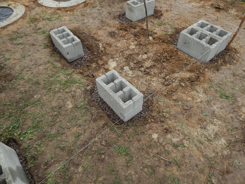 Concreting Foundation Blocks, Cinder, Concrete Work Stock Image - Image ...